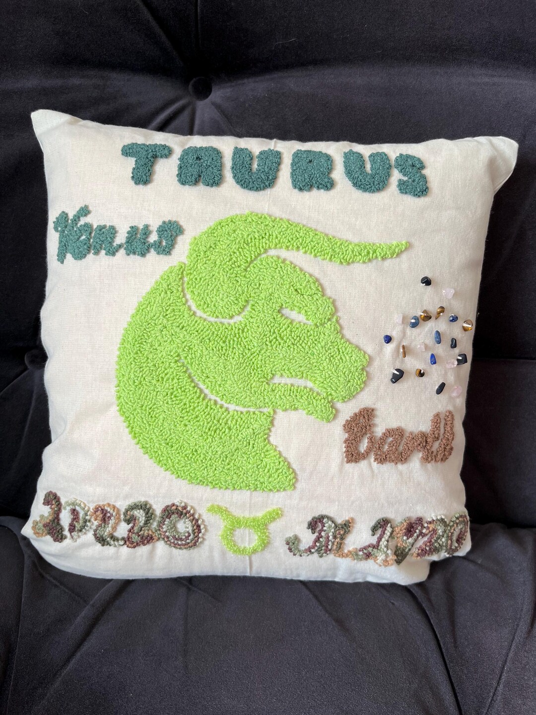 Rose Quartz Taurus Pillow Cover: Hand-tufted Embroidered Cushion Case ...