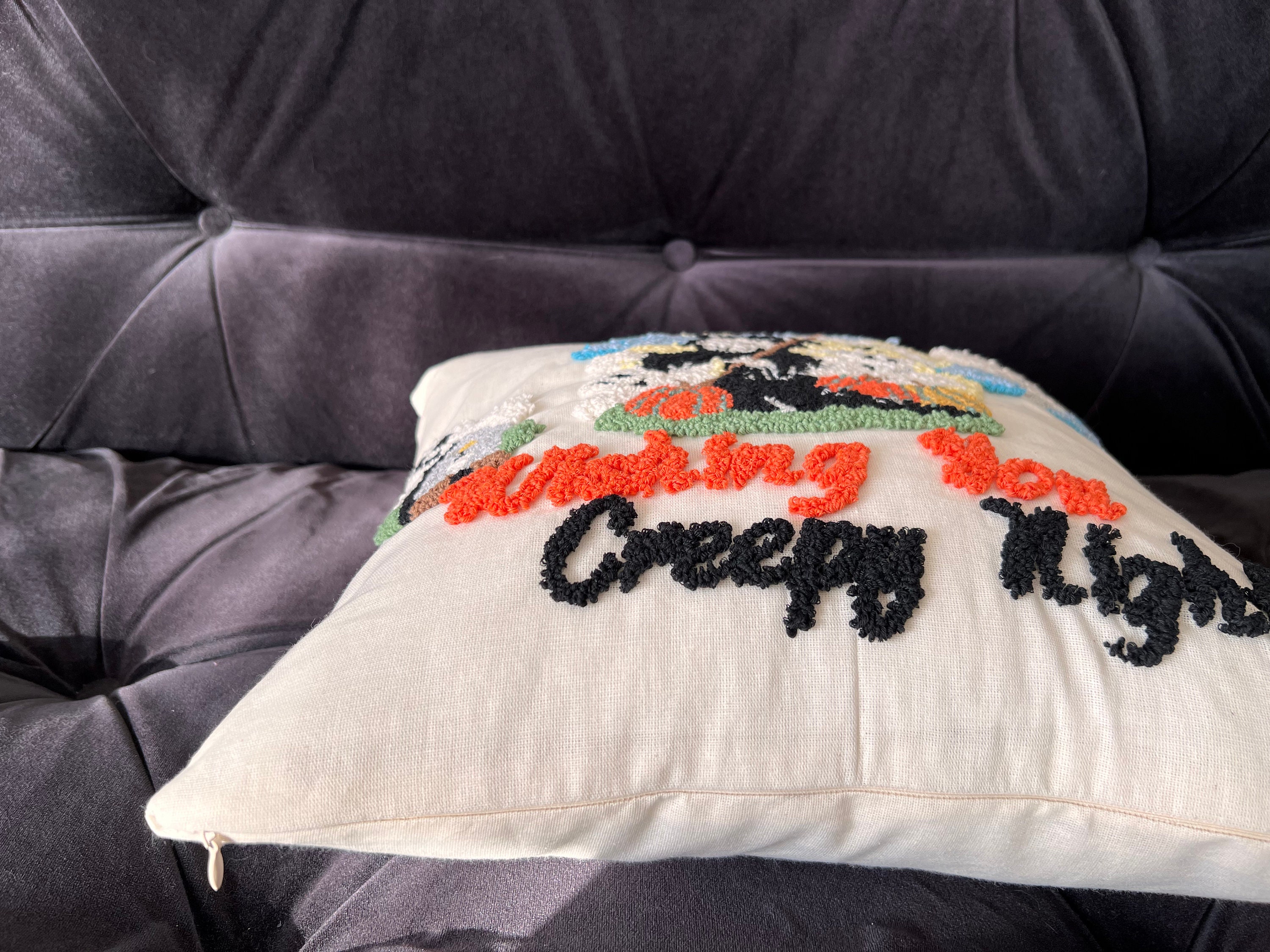 Decorative Scary Punch Needle Pillow Covers, Unique Grim Reaper and ...