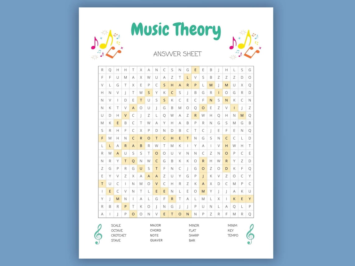 Basic Music Theory Word Search for Kids, Printable Learning Activity ...