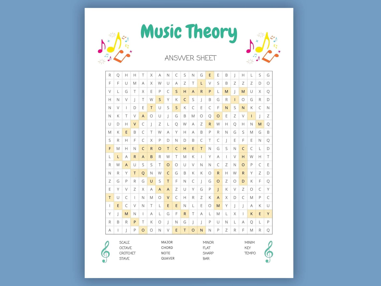 Basic Music Theory Word Search for Kids, Printable Learning Activity ...