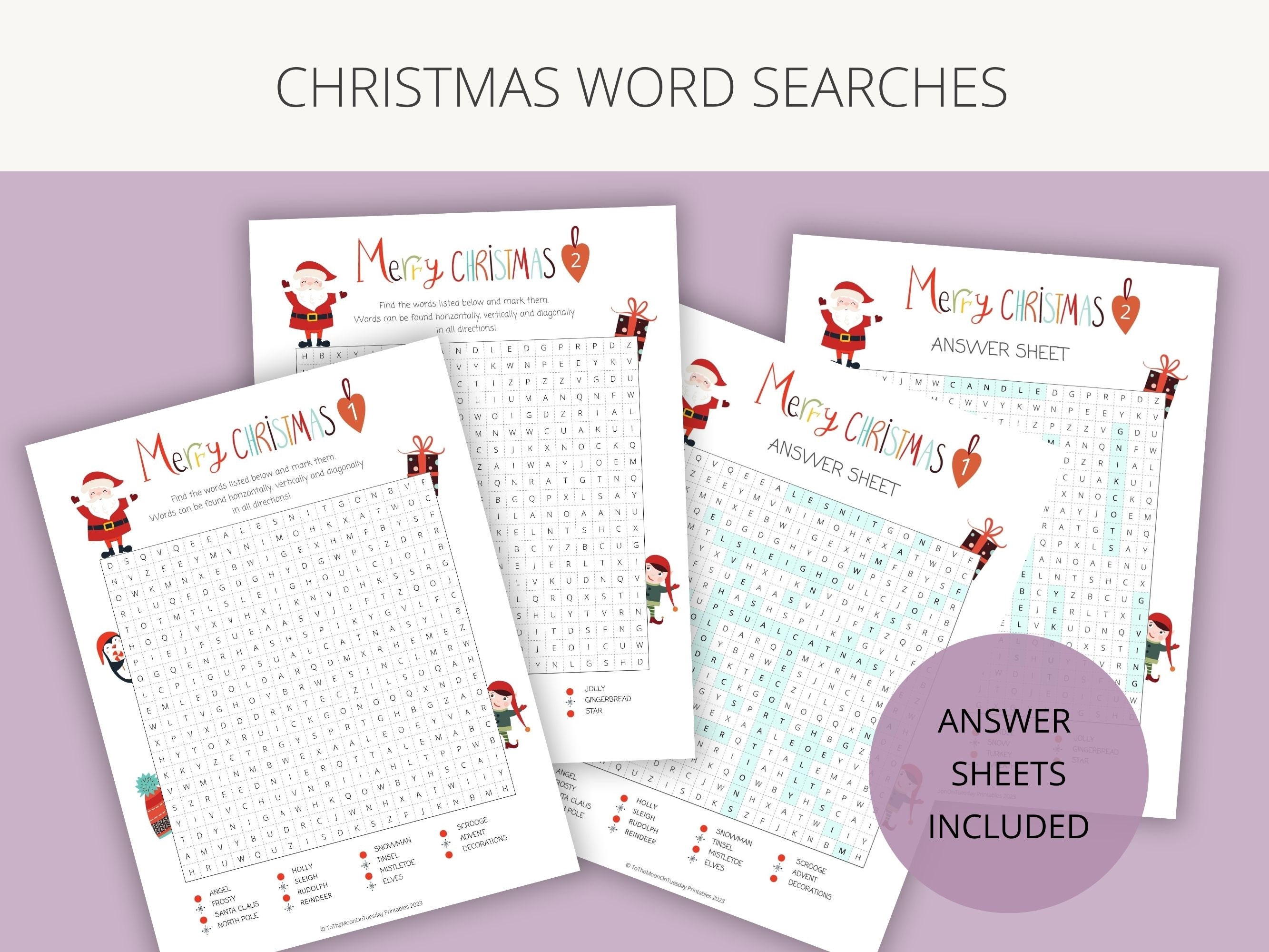 Christmas Word Search Game for Kids, Printable Pdf Download, Fun ...