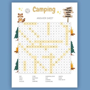Printable Camping Word Search for Kids, Learning Activity Puzzle Game ...