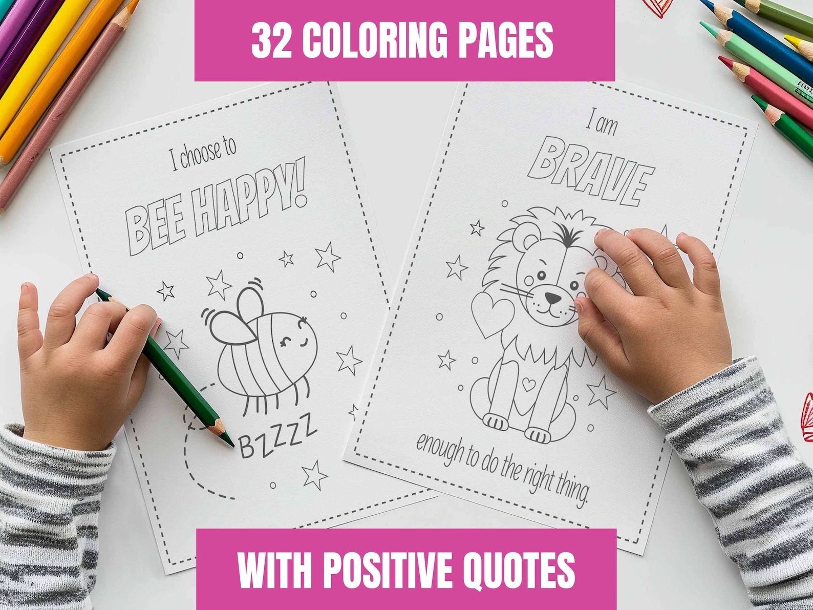 32 Printable Coloring Pages for Kids With Positive Affirmations ...