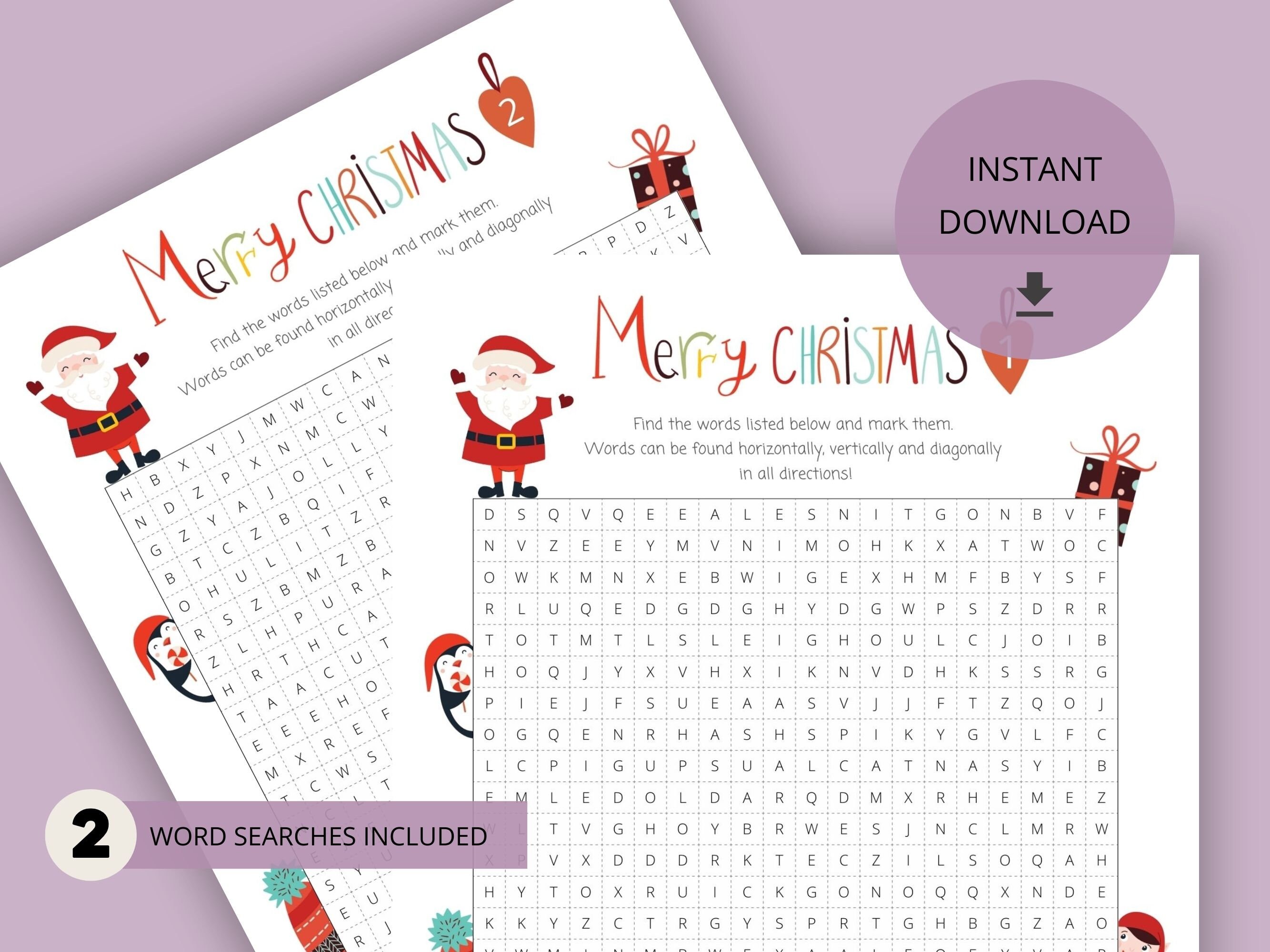 Christmas Word Search Game for Kids, Printable Pdf Download, Fun ...