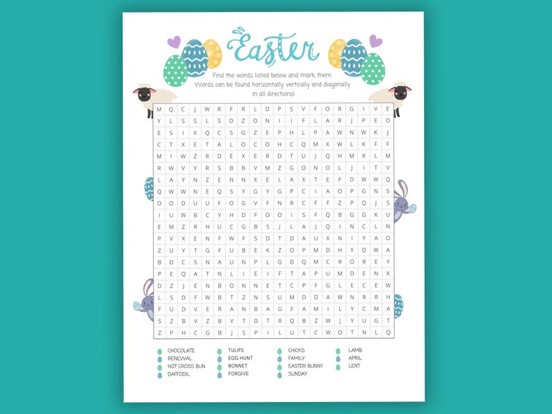 Printable Easter Word Search for Kids (PDF) - Etsy