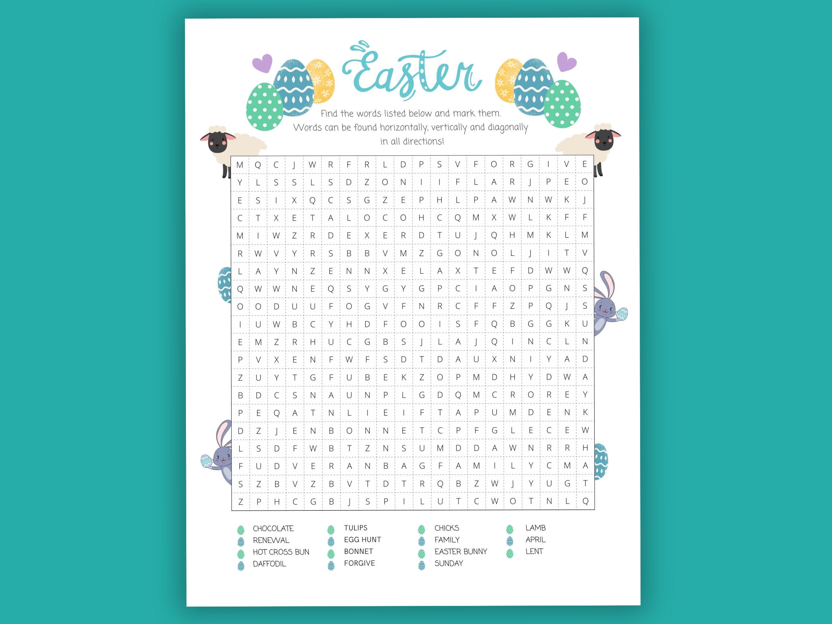 Printable Easter Word Search for Kids, Learning Activity Puzzle Game ...