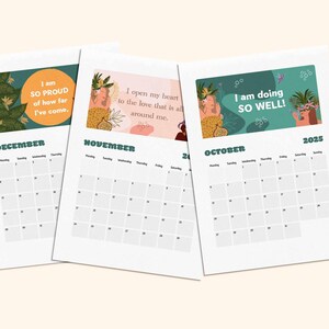 2025 Calendar With Positive Affirmations for Strong Women. A4, A3 & US Letter. Portrait Layout ...