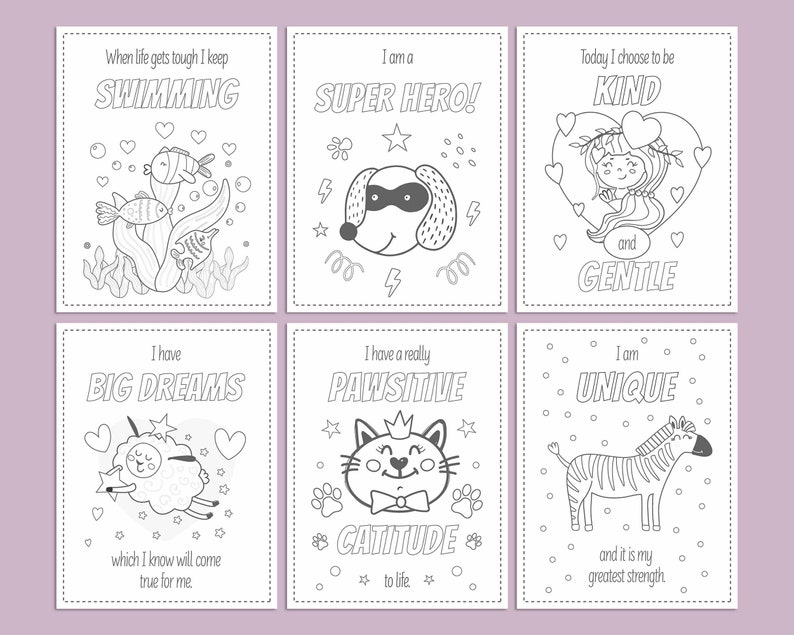 32 Printable Coloring Pages for Kids With Positive Affirmations ...