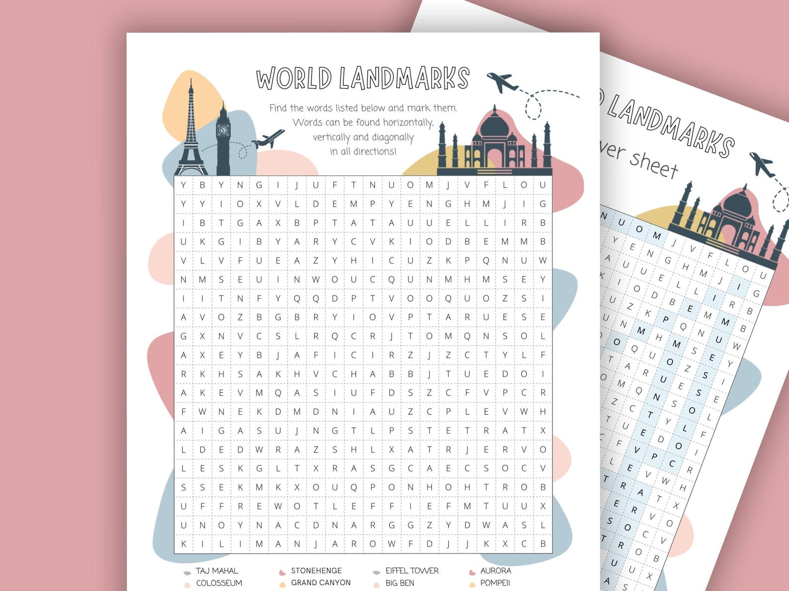 Printable Famous World Landmarks Word Search for Kids, Learning ...