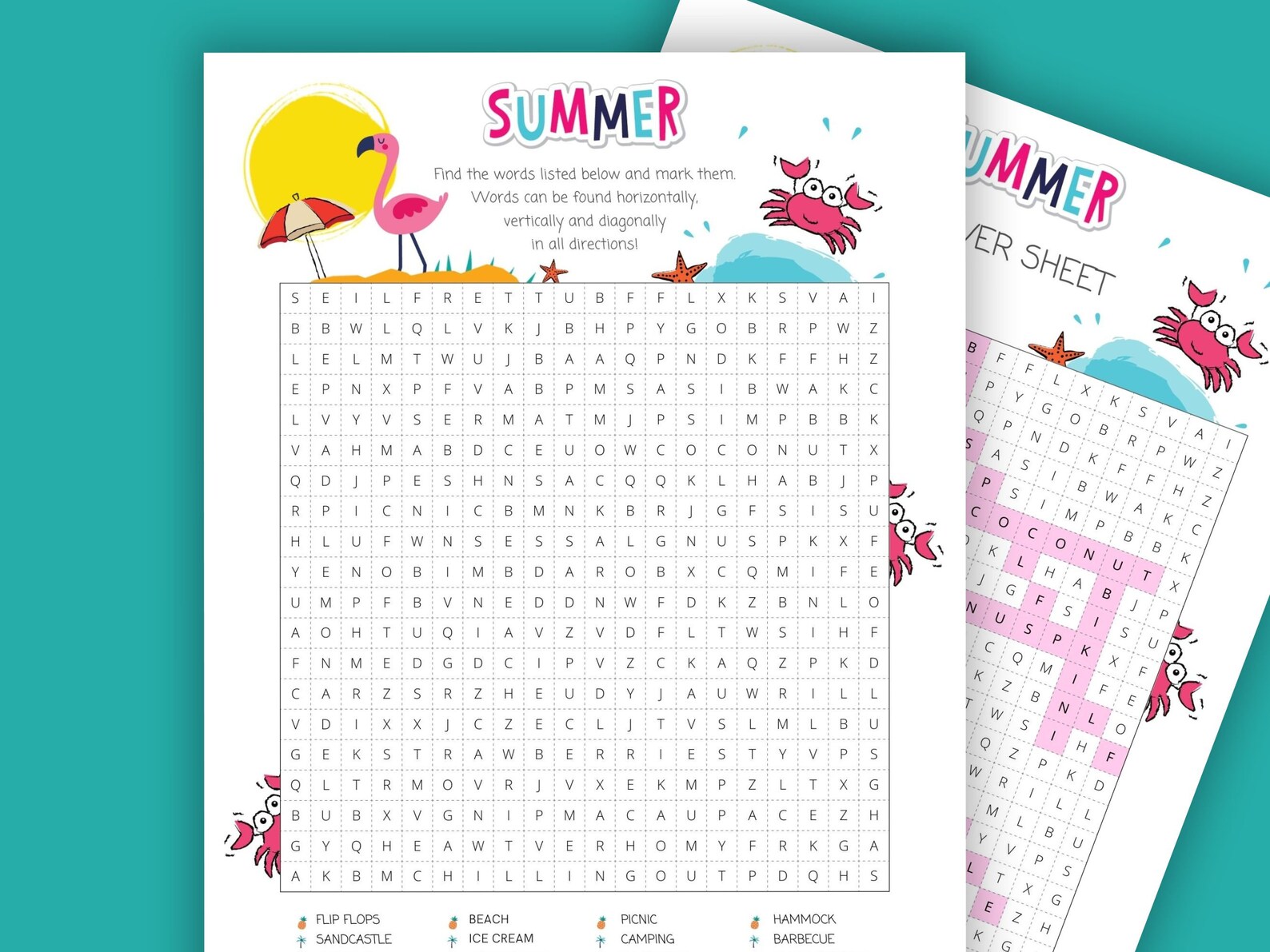 Summer Word Search. Printable Word Searches for Kids. Holiday Activity ...