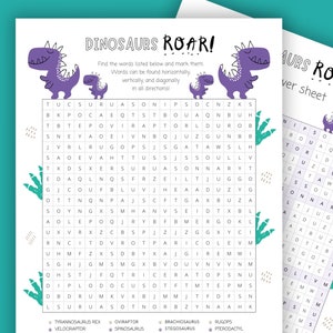 Dinosaur Word Search, Printable Word Searches for Kids, Learning ...
