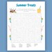 Printable Summer Treats Word Search for Kids, Learning Activity Puzzle ...