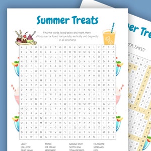Printable Summer Treats Word Search for Kids, Learning Activity Puzzle ...