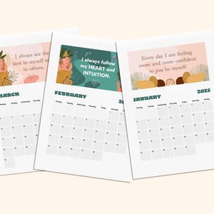 2025 Calendar With Positive Affirmations for Strong Women. A4, A3 & US ...