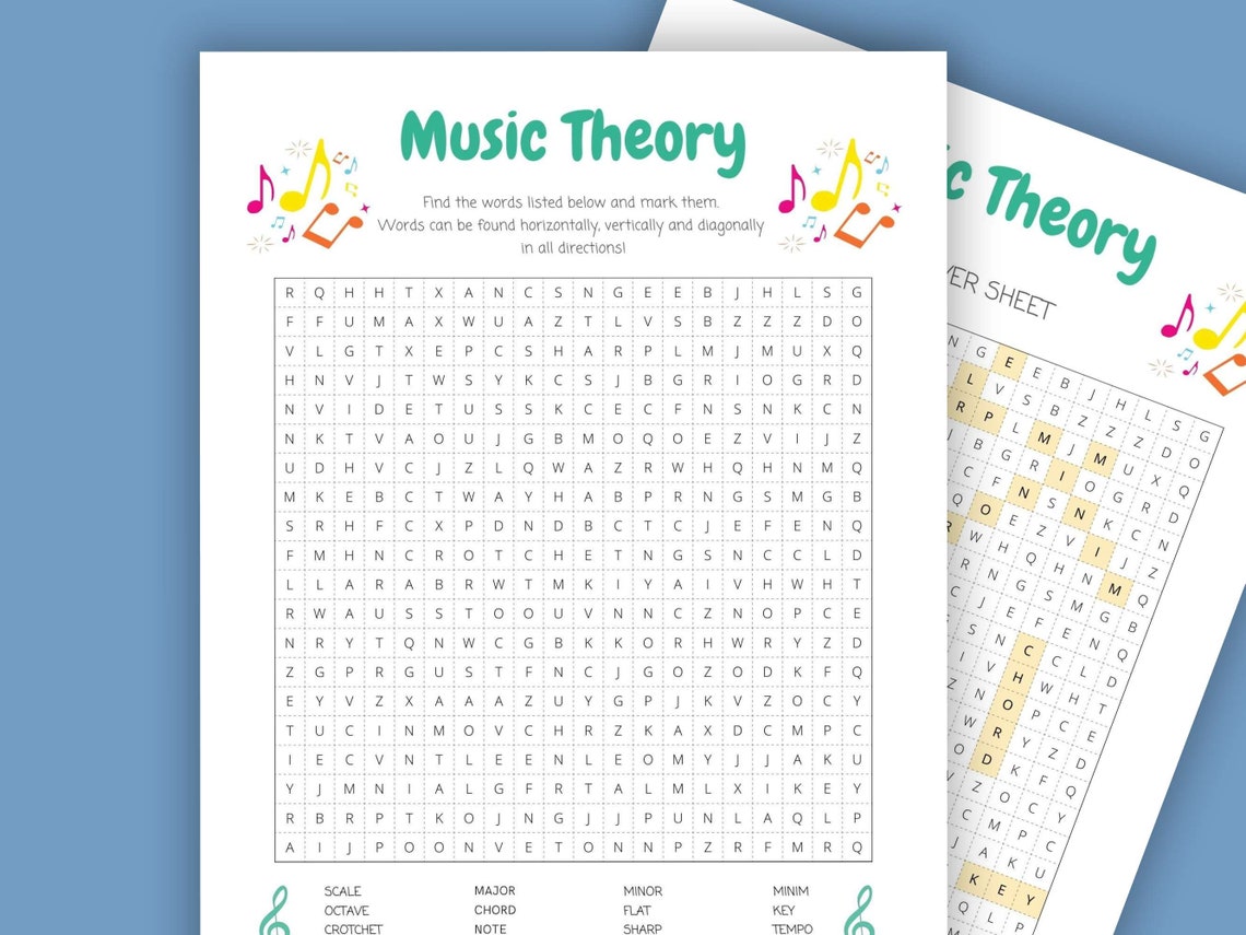 Basic Music Theory Word Search for Kids, Printable Learning Activity ...