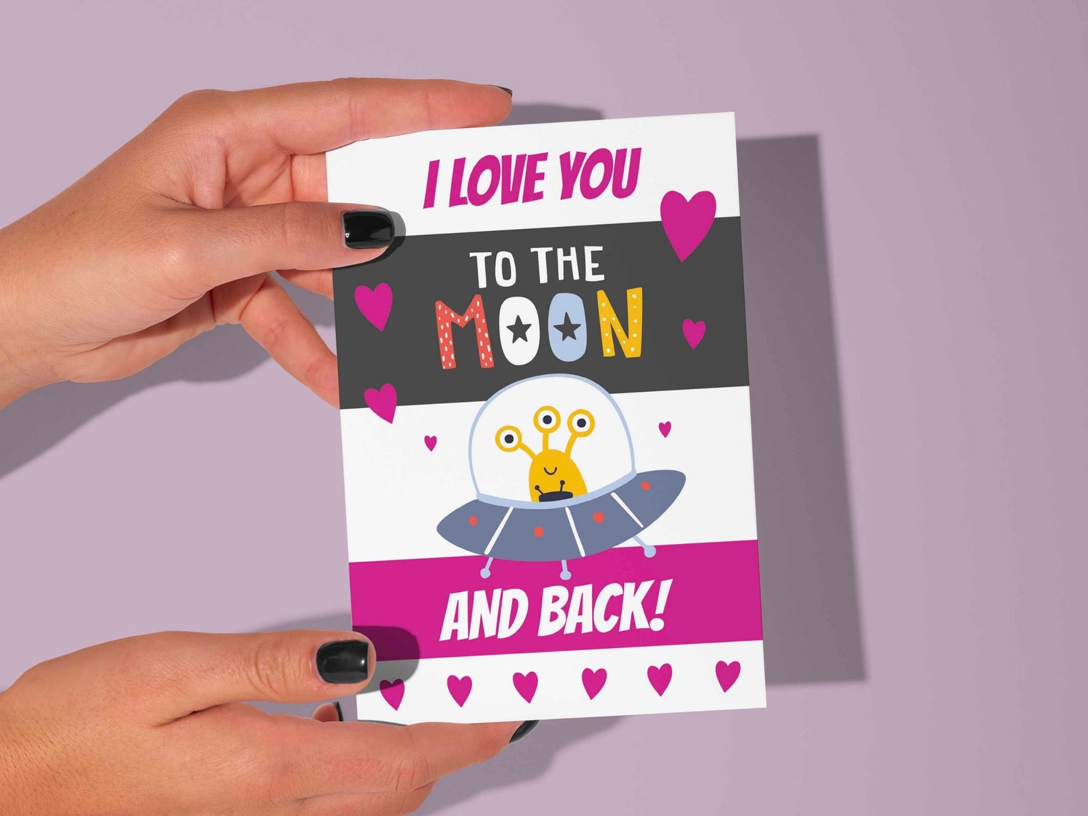 Printable Space Alien Friendship Card: I Love You to the Moon (PDF) - Etsy