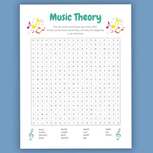 Basic Music Theory Word Search for Kids, Printable Learning Activity ...