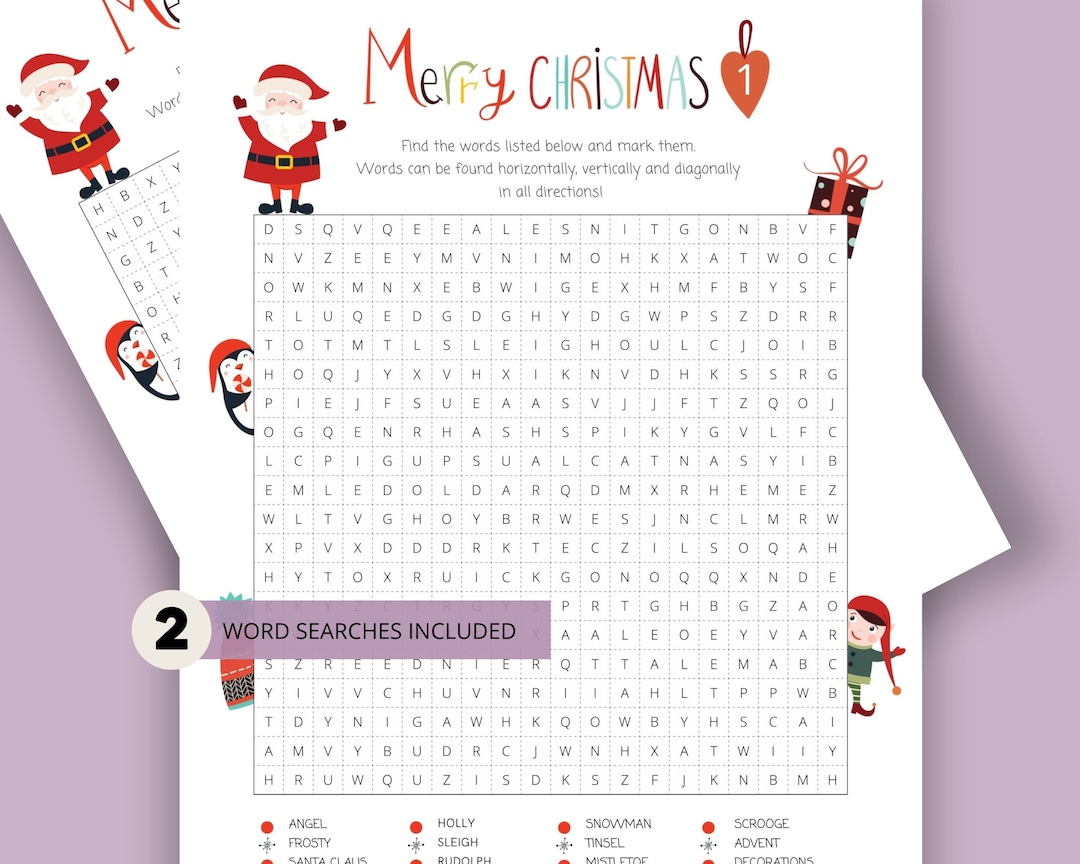 Printable Christmas Word Search for Kids, Learning Activity Puzzle Game ...