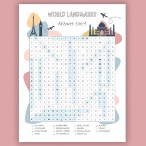 Printable Famous World Landmarks Word Search for Kids, Learning ...