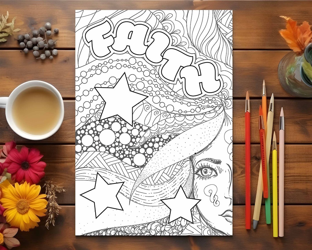 Faith Coloring Page: Spiritual Art Therapy for Adults (PDF Download) - Etsy