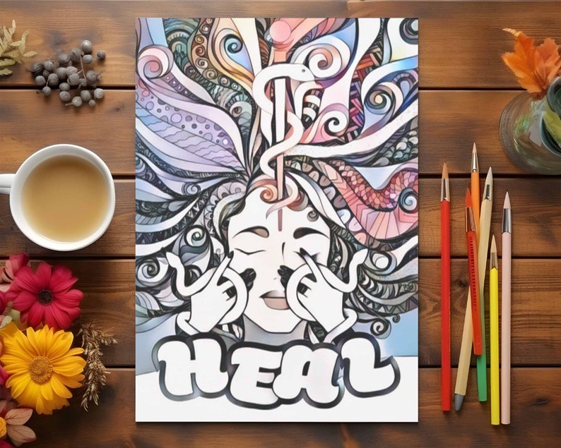 Heal Spiritual Coloring Page: Art Therapy for Adults (PDF Download) - Etsy