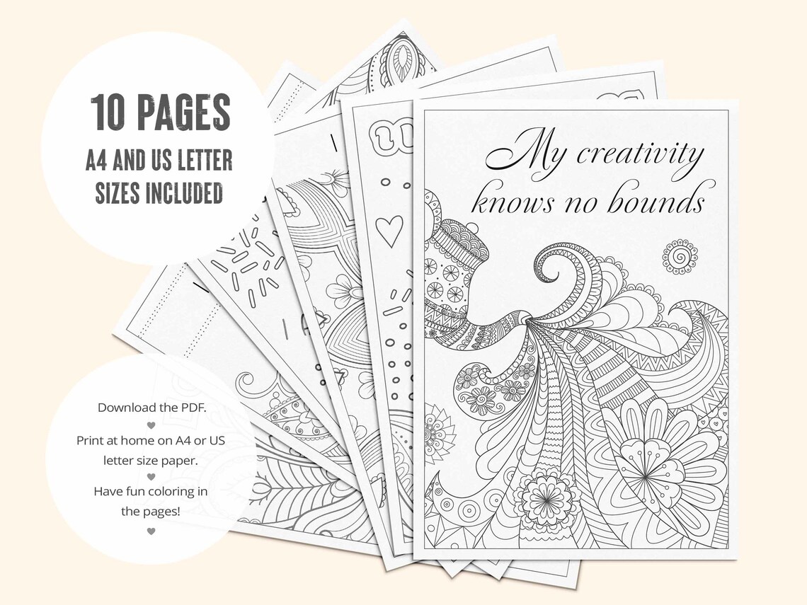 10 Mental Health Coloring Pages for Adults. Unique, Mindful Coloring ...