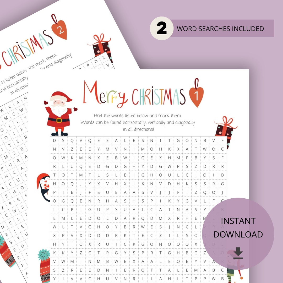Christmas Word Search Game for Kids, Printable Pdf Download, Fun ...