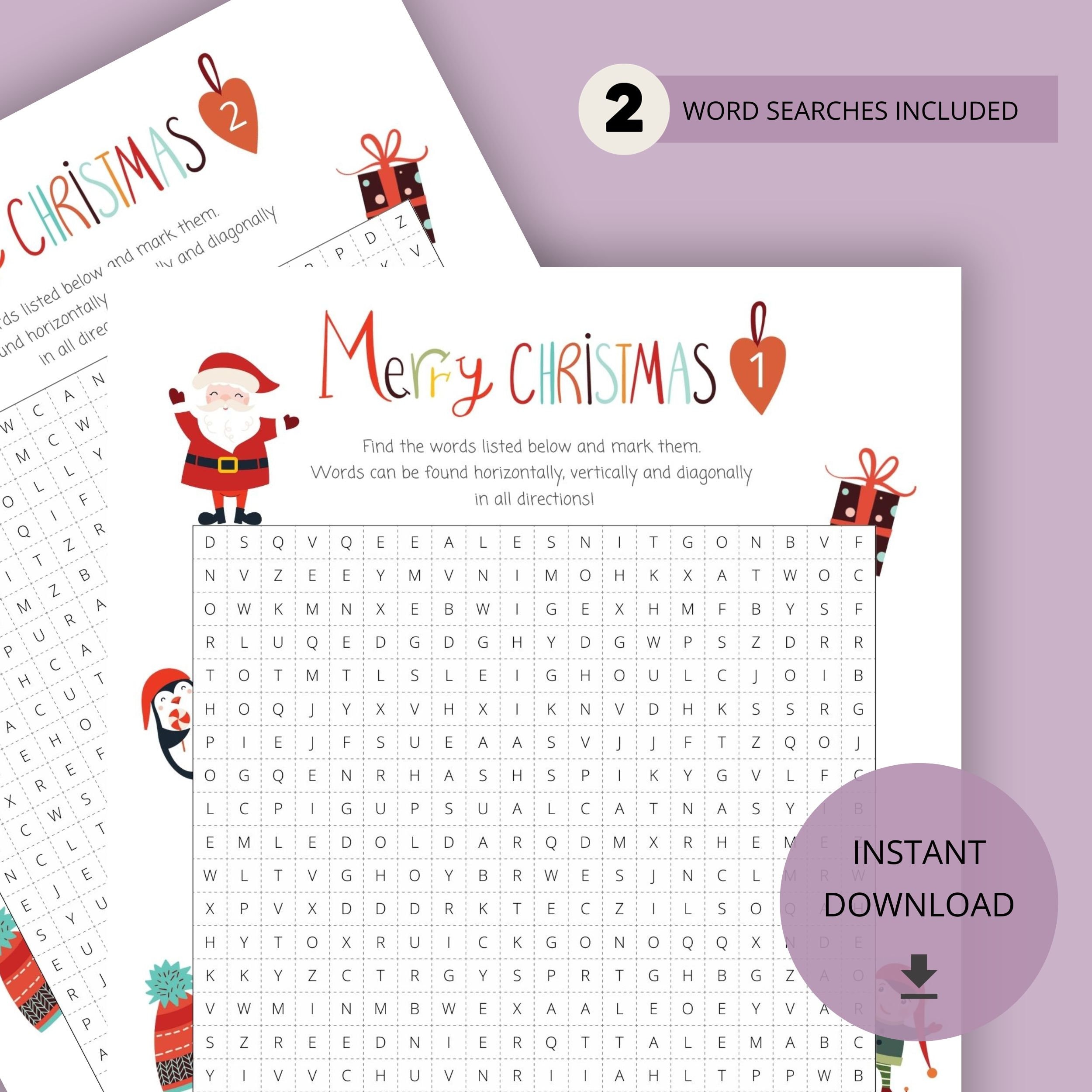 Christmas Word Search Game for Kids, Printable Pdf Download, Fun ...
