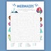 Printable Mermaid Word Search for Kids, Ocean Learning Activity Puzzle ...