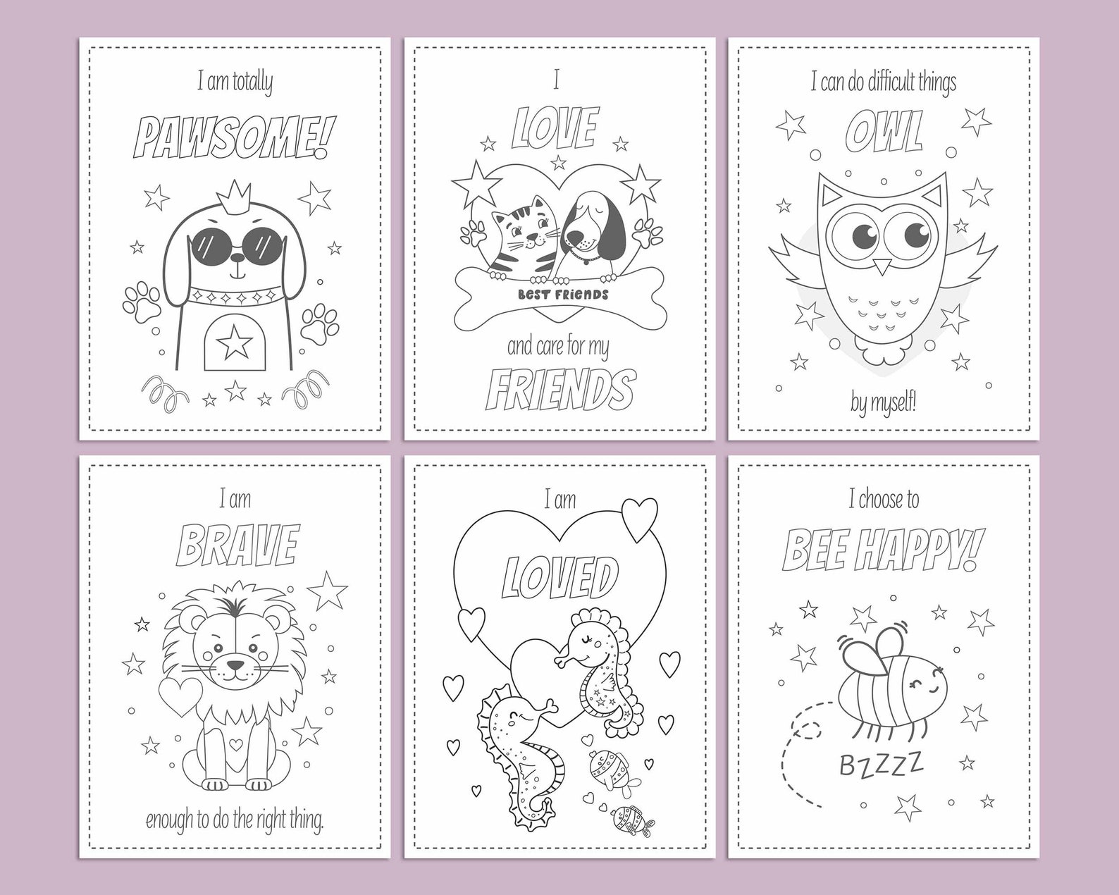 32 Printable Coloring Pages for Kids With Positive Affirmations ...
