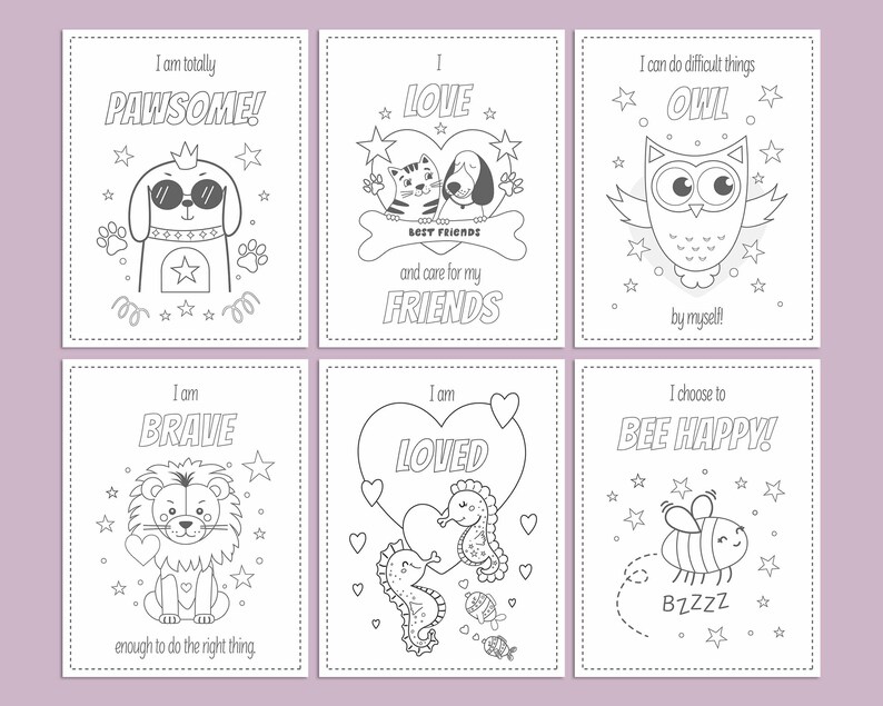 32 Printable Coloring Pages for Kids With Positive Affirmations ...