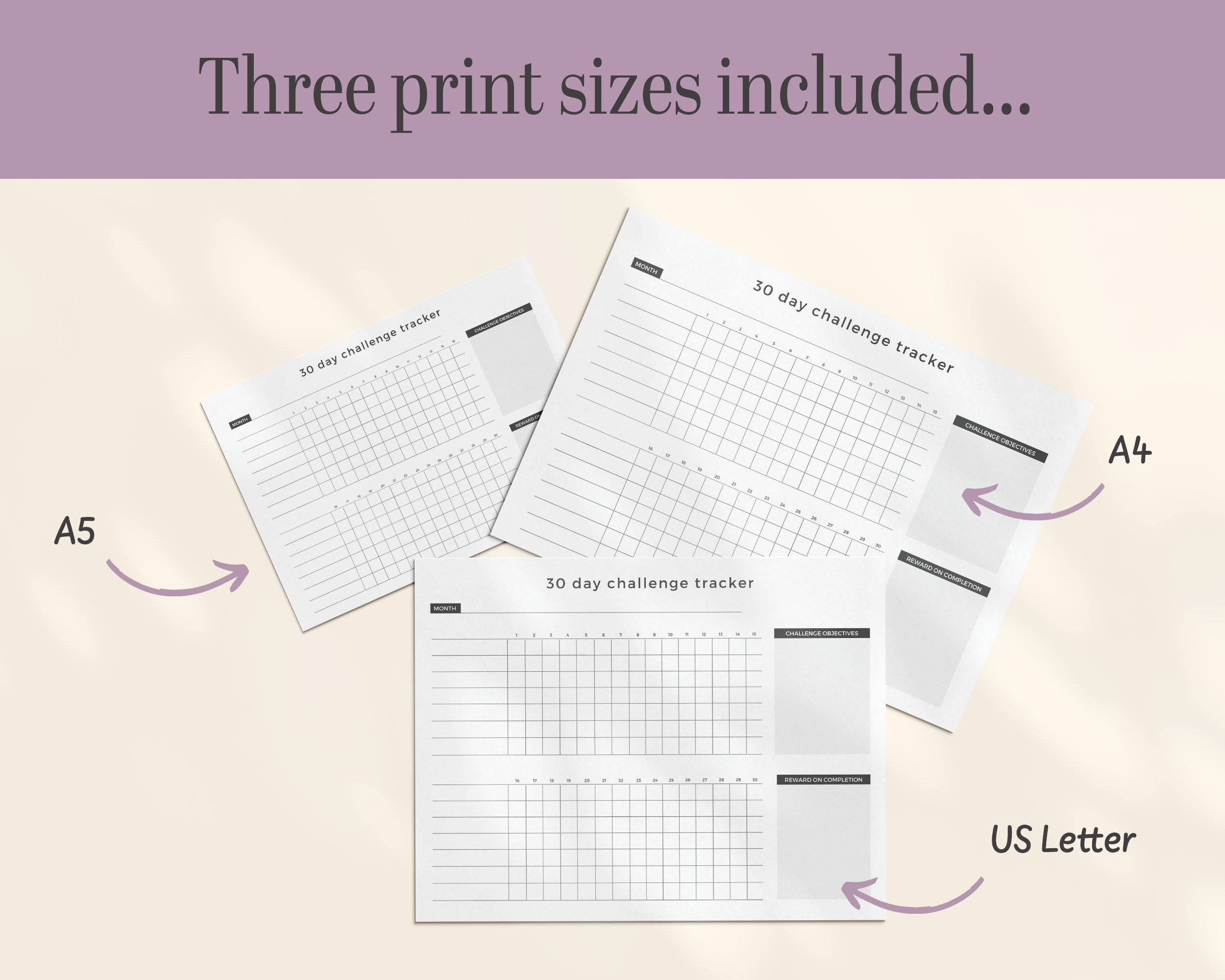 30 Day Challenge Tracker Printable Pdf, With Space for Goals and ...