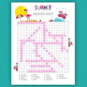 Summer Word Search. Printable Word Searches for Kids. Holiday Activity ...