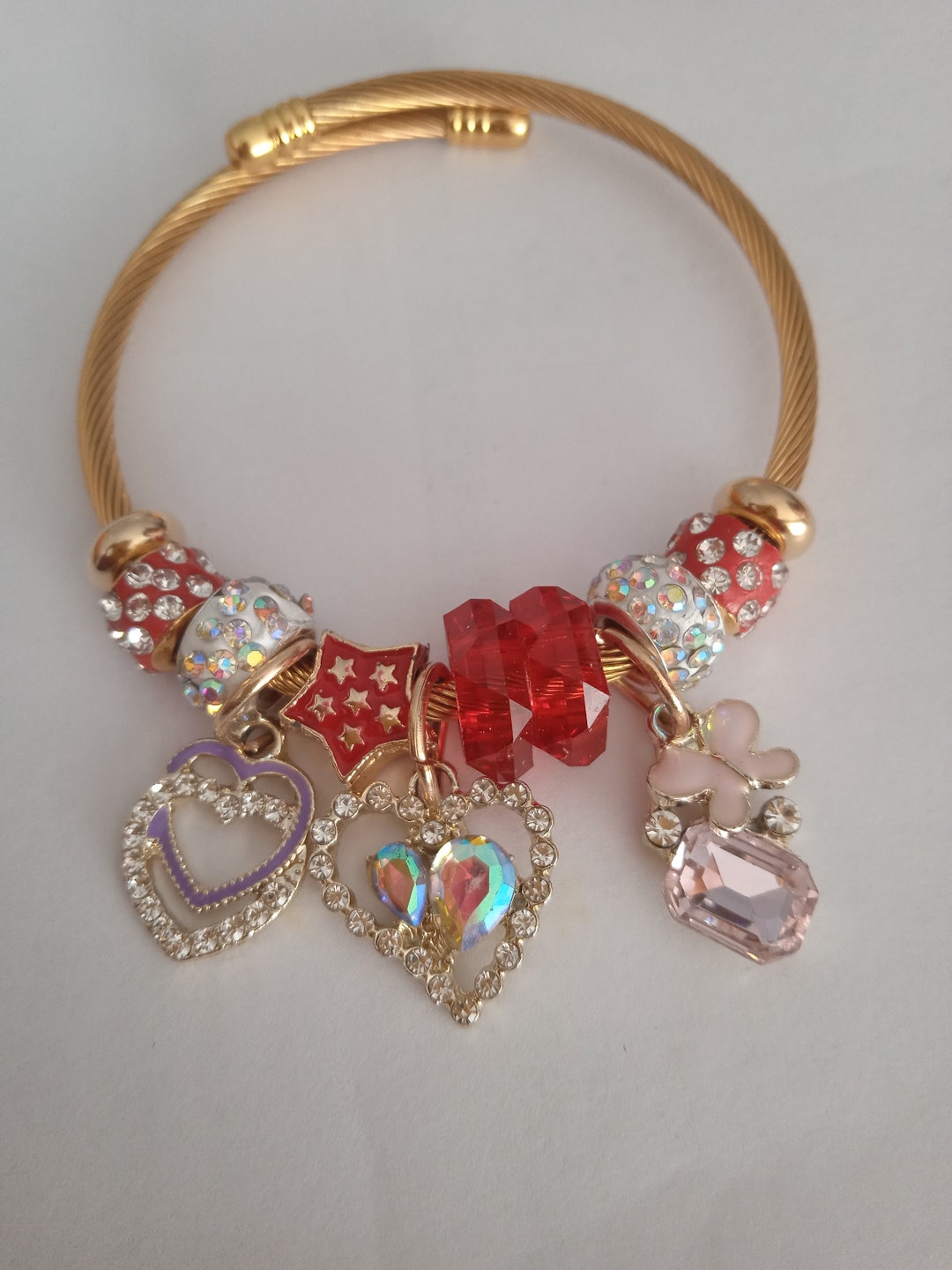 Pandora Red Bracelet. Gift for Her Bracelet. Steel Pandora Bracelet. - Etsy