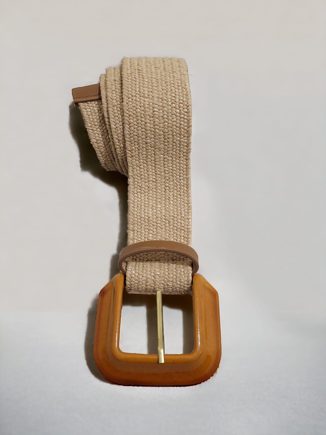 Women's Large Buckle Straw Woven Casual Waist Belt,boho Raffia ...