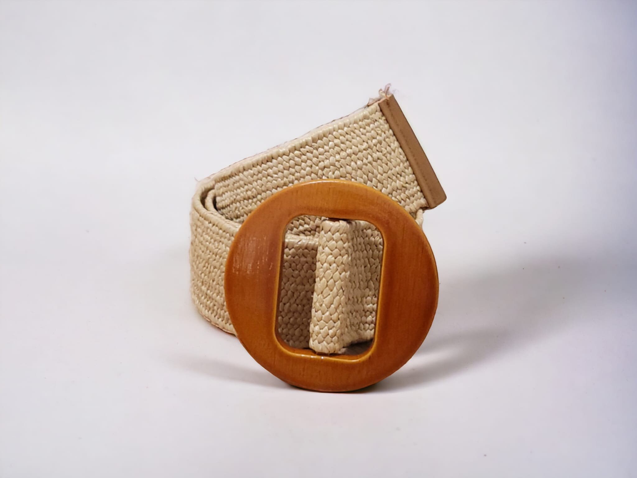 Women's Elastic Wicker Belt With Round Buckle ,boho Raffia Belt,straw ...