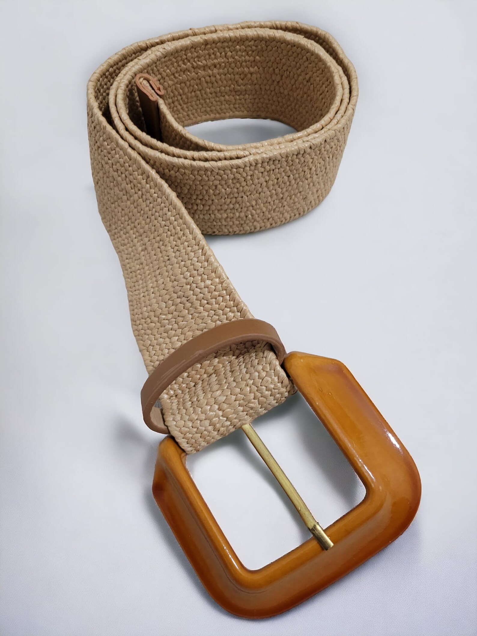 Women's Large Buckle Straw Woven Casual Waist Belt,boho Raffia ...