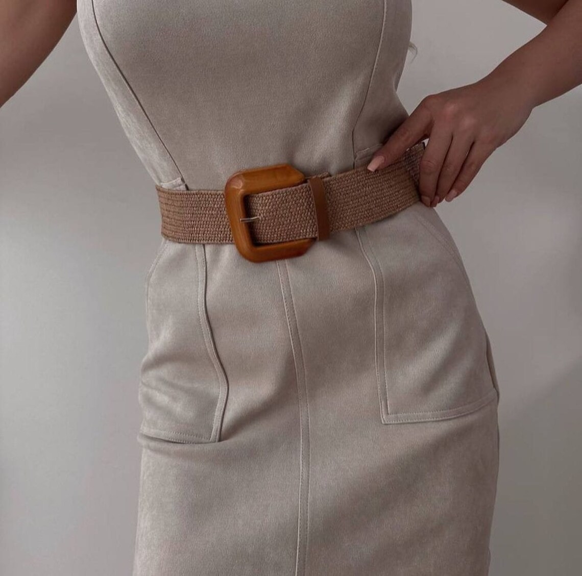 Women's Large Buckle Straw Woven Casual Waist Belt,boho Raffia ...