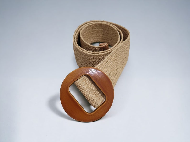 Women's Elastic Wicker Belt With Round Buckle ,boho Raffia Belt,straw ...