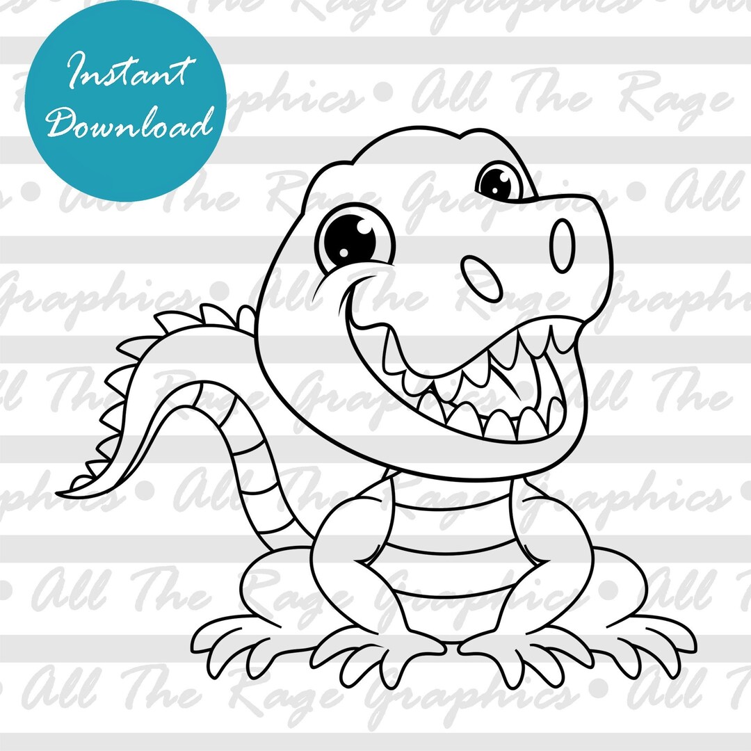 Cute Alligator Line Art | Instant Digital Download | Png Jpg Svg Pdf ...