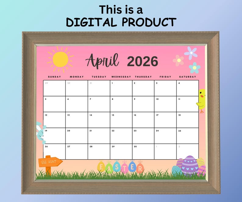 April 2026 Printable Monthly Calendar | Instant Digital Download | PDF ...
