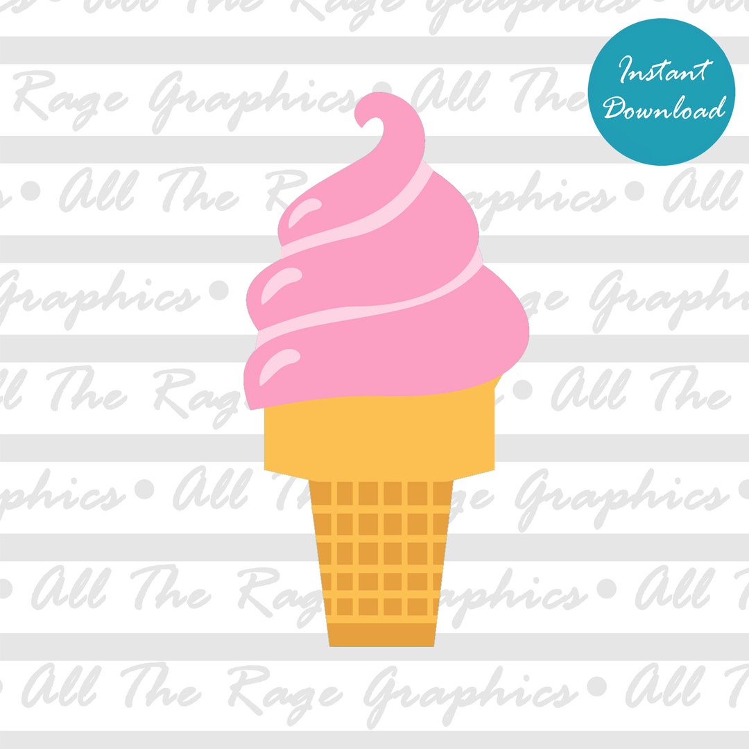 Strawberry Ice Cream Cone | Instant Digital Download | Png Jpg Svg Pdf ...