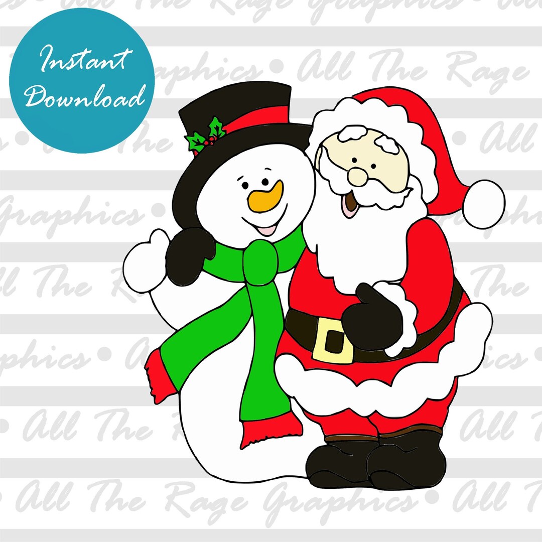 Santa & Frosty the Snowman Pals | Instant Digital Download | Png Jpg ...
