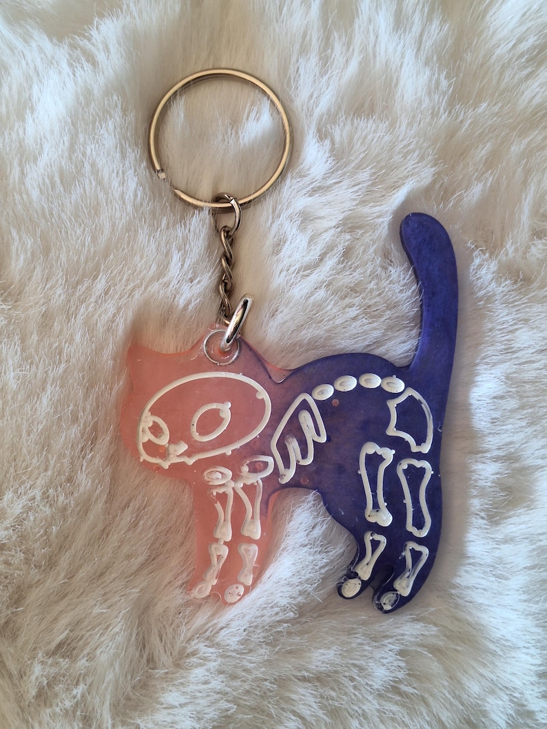 Glow in the Dark Cat Keychains - Etsy