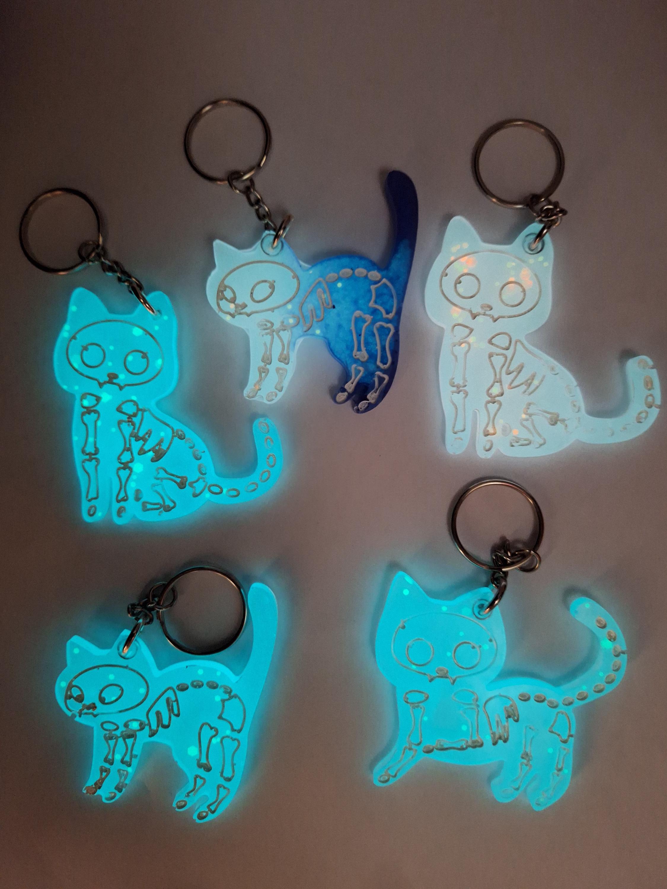 Glow in the Dark Cat Keychains - Etsy
