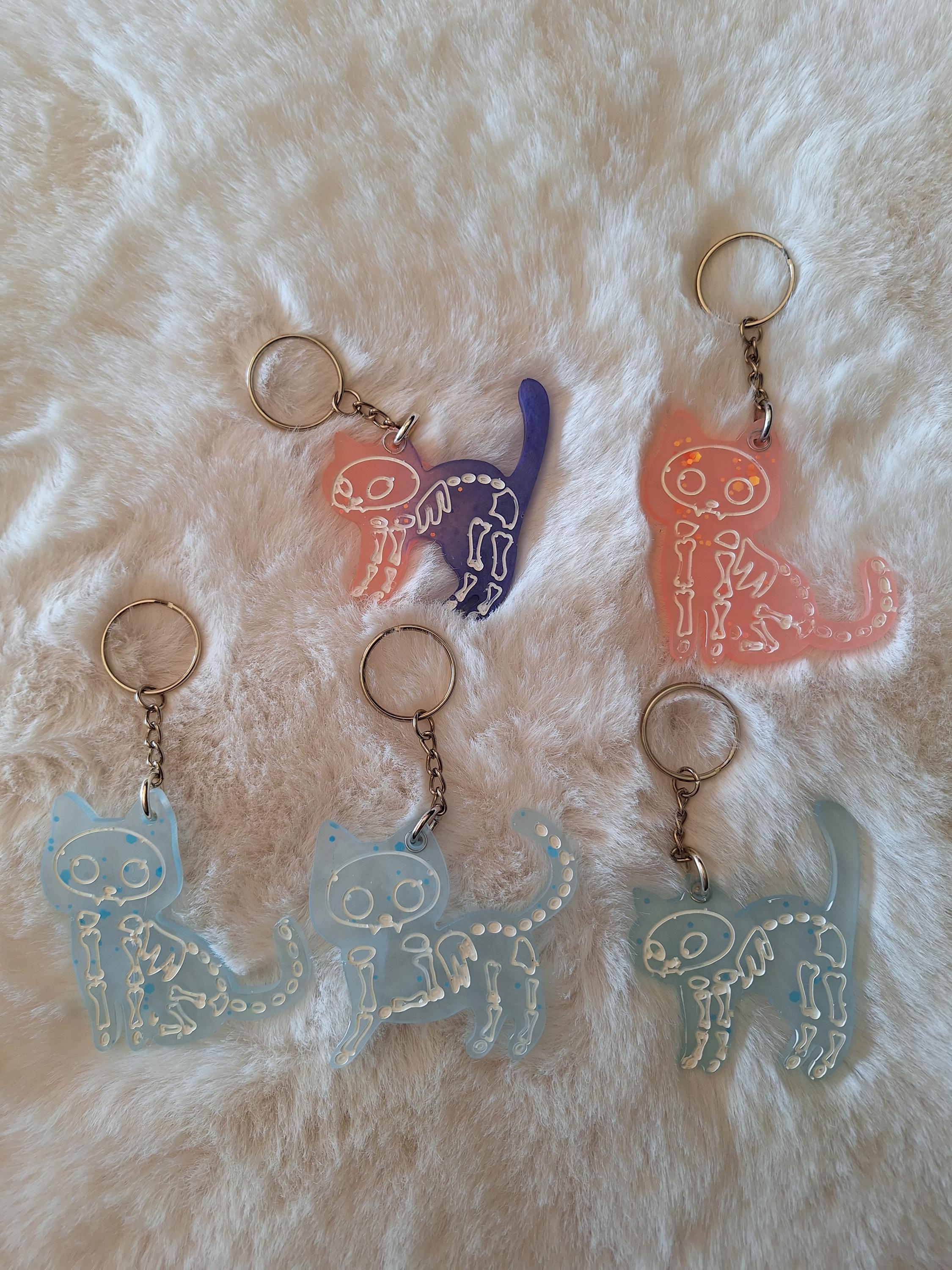 Glow in the Dark Cat Keychains - Etsy