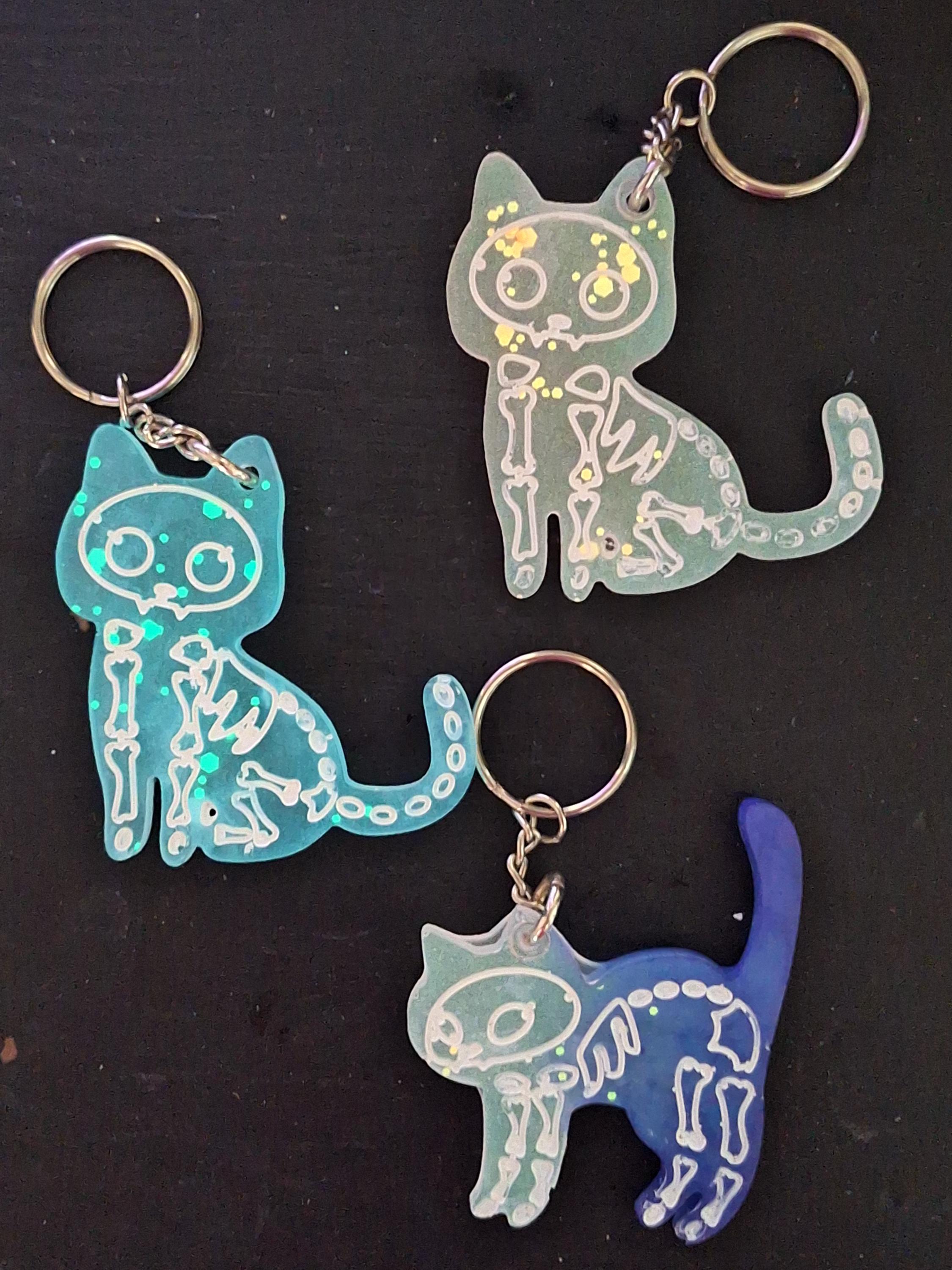 Glow in the Dark Cat Keychains - Etsy