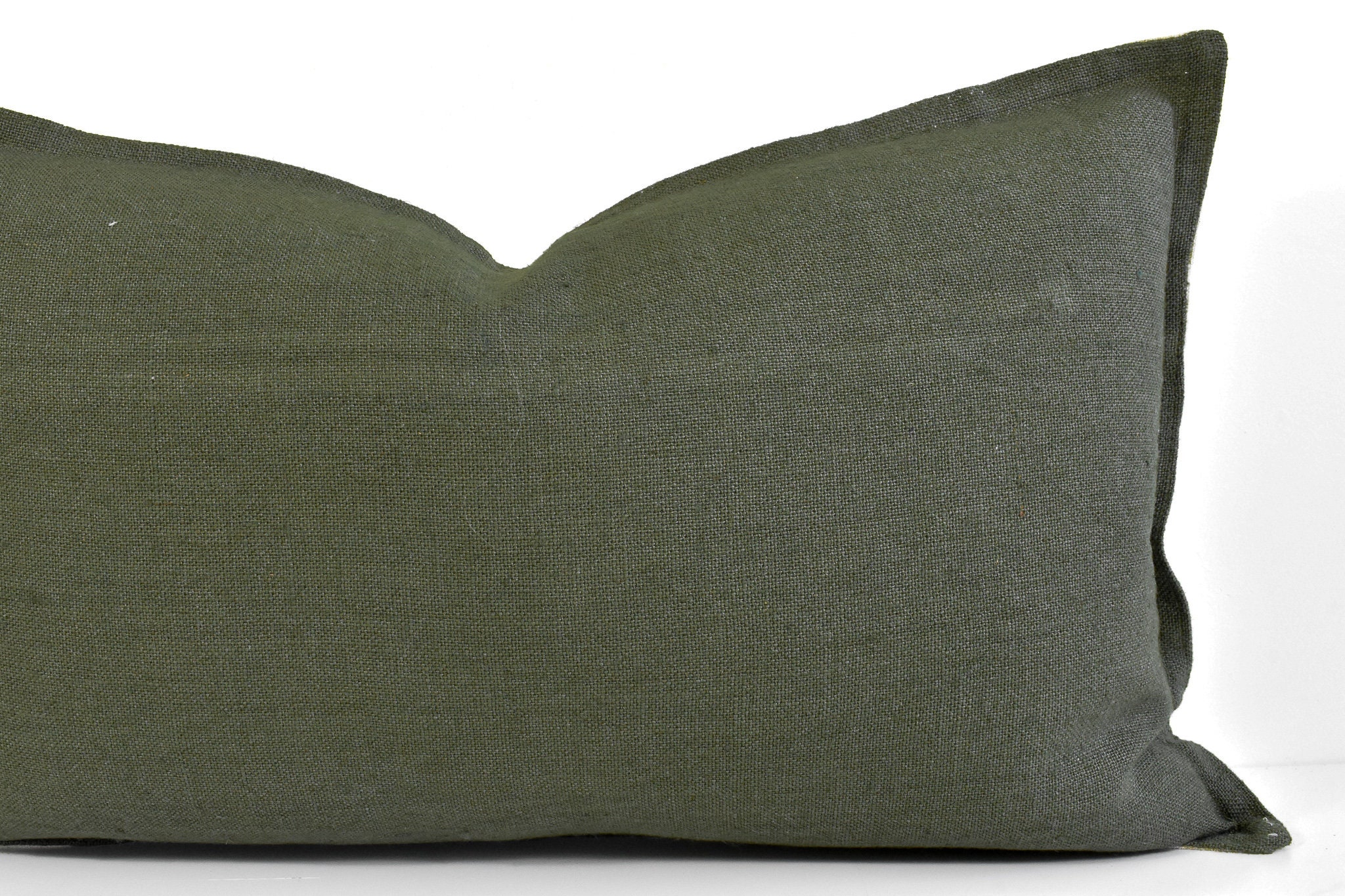Linen Flange Edge Pillow Cover Moss - Etsy