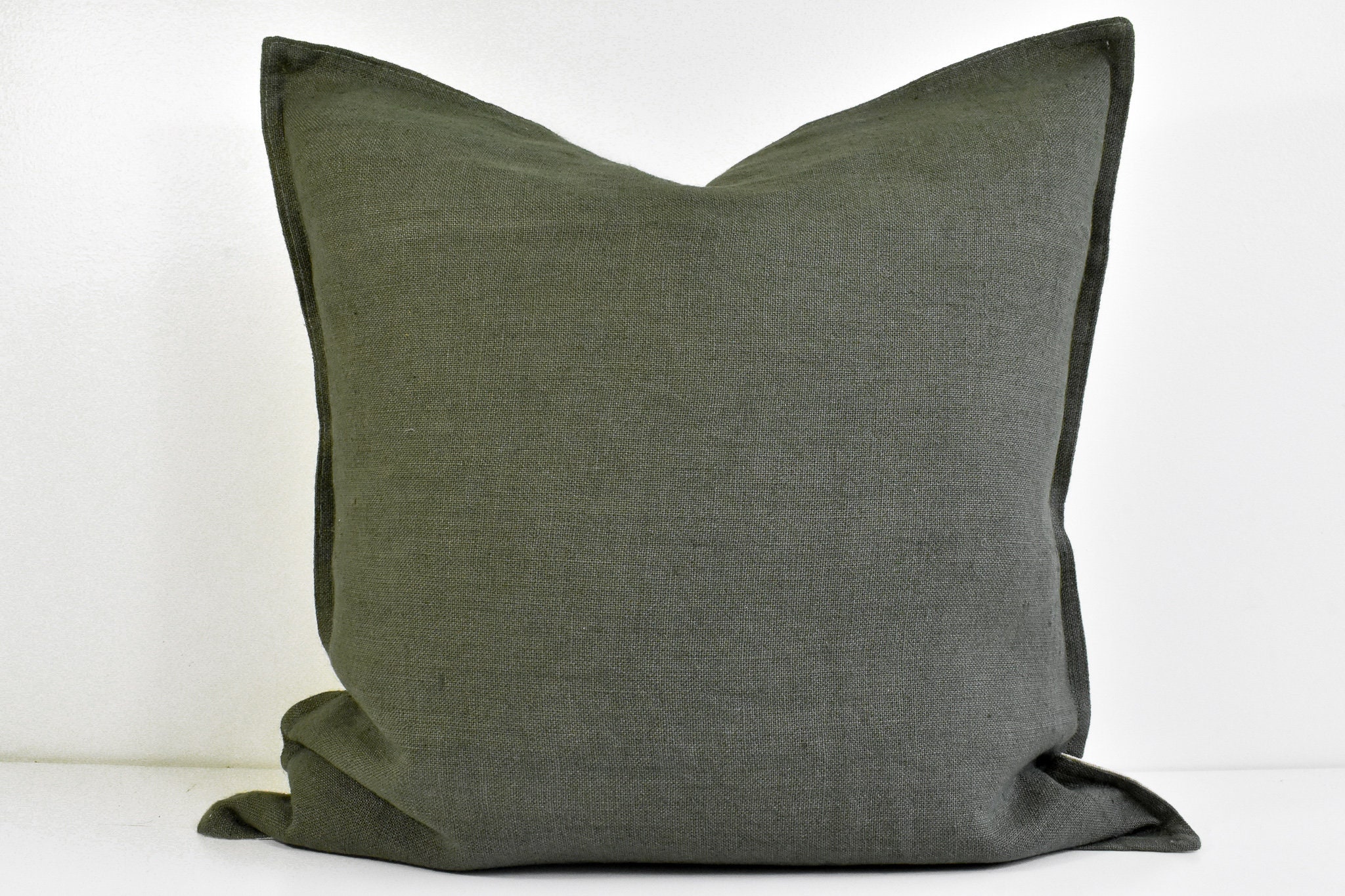 Linen Flange Edge Pillow Cover Moss - Etsy