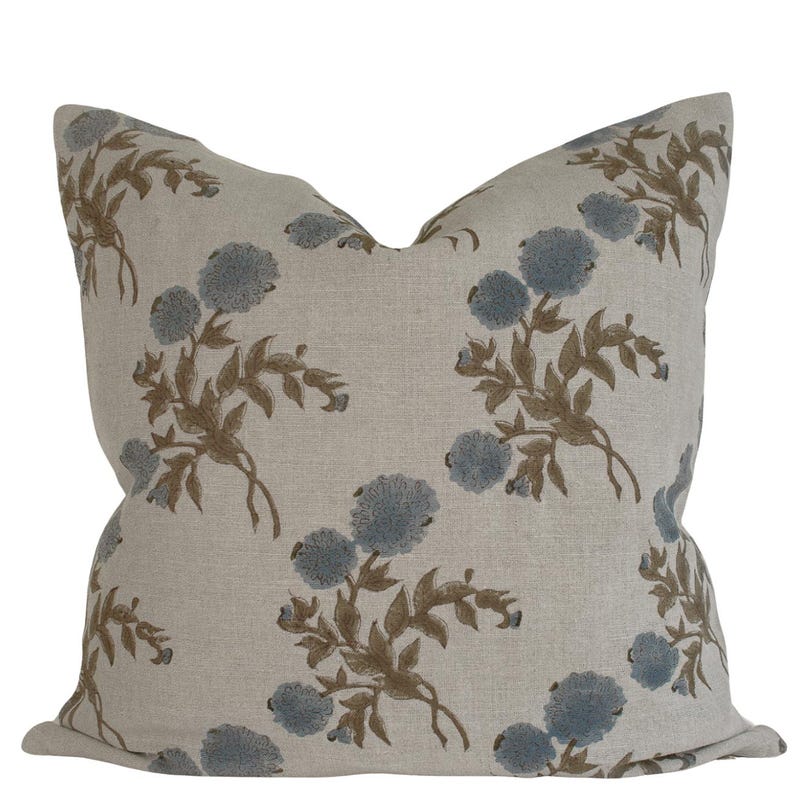 Flax Block Print Pillow - Etsy